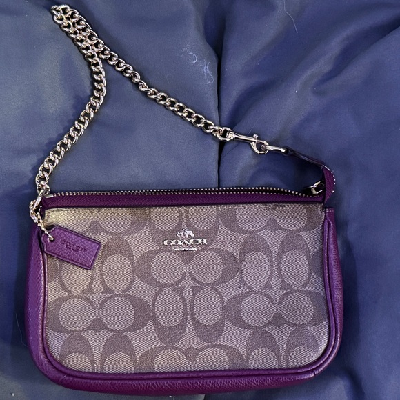 Coach | Bags | Coach Purple And Gray Chain Small Purse | Poshmark